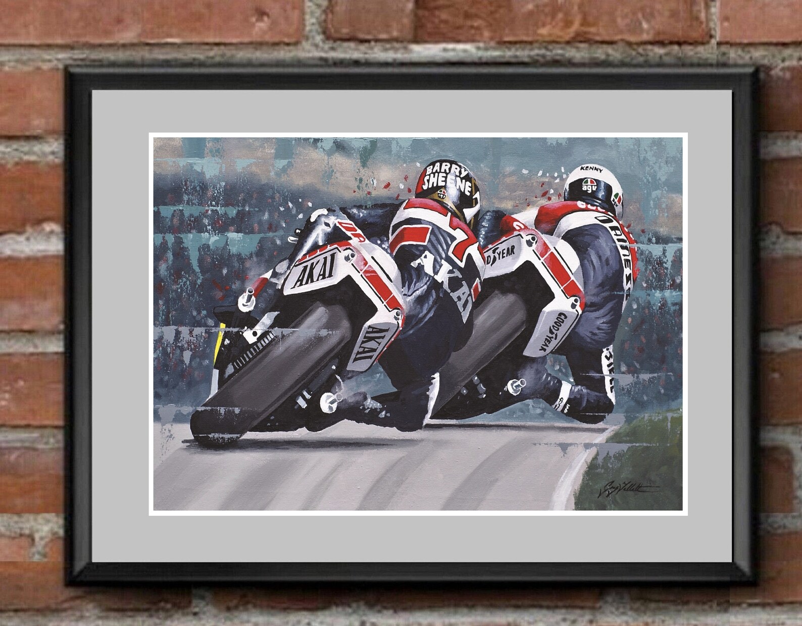 Barry Sheene & Kenny Roberts A3 Art Print From an Original Painting by ...