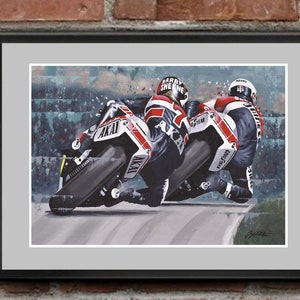 Barry Sheene & Kenny Roberts A3 Art Print From an Original Painting by ...