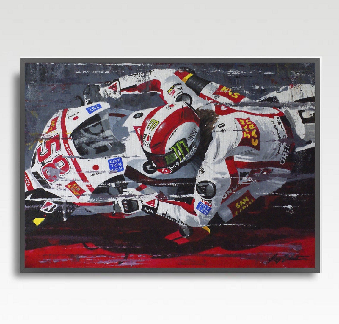 Marco Simoncelli A3 Art Print From an Original Painting by Greg Tillett Motogp Gift Poster Wall ...