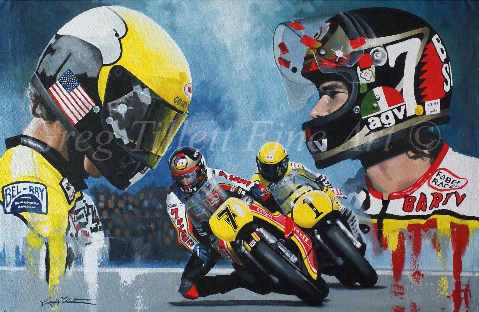 Barry Sheene & Kenny Roberts Art Print: Signed Motogp Motorsport Poster ...