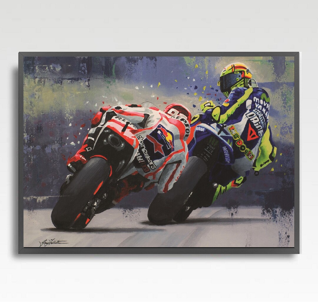 Valentino Rassi, Motogp Art, Motorsport Gift, Yamaha M1, Honda, Poster ...