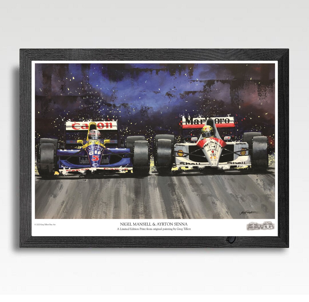 Hand Signed by Artist Ayrton Senna and Nigel Mansell Limited Edition ...