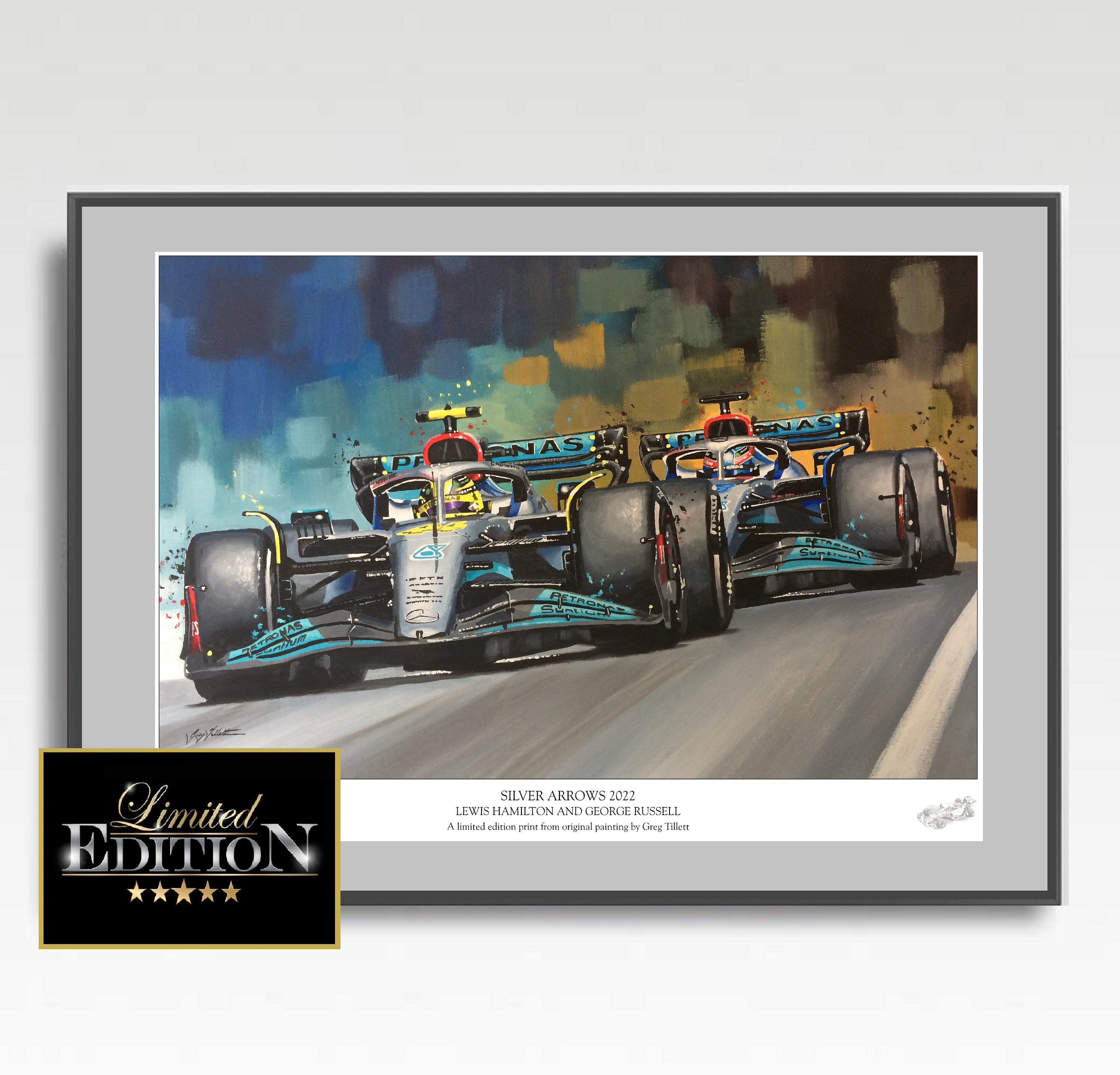 Lewis Hamilton & George Russell Limited Edition Print From an Original ...