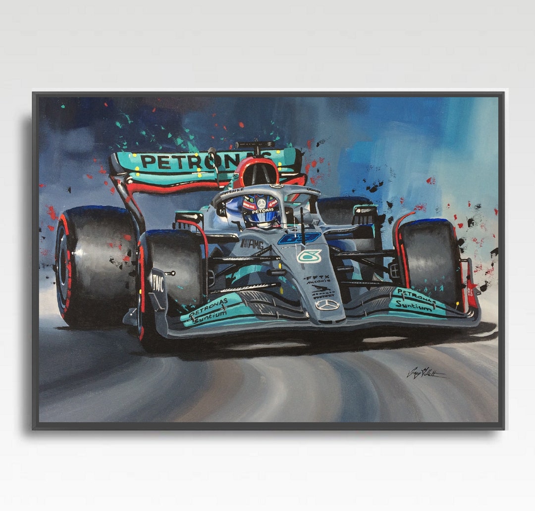 George Russell F1 Art Print Printed on Stretched Canvas or Silk Paper ...