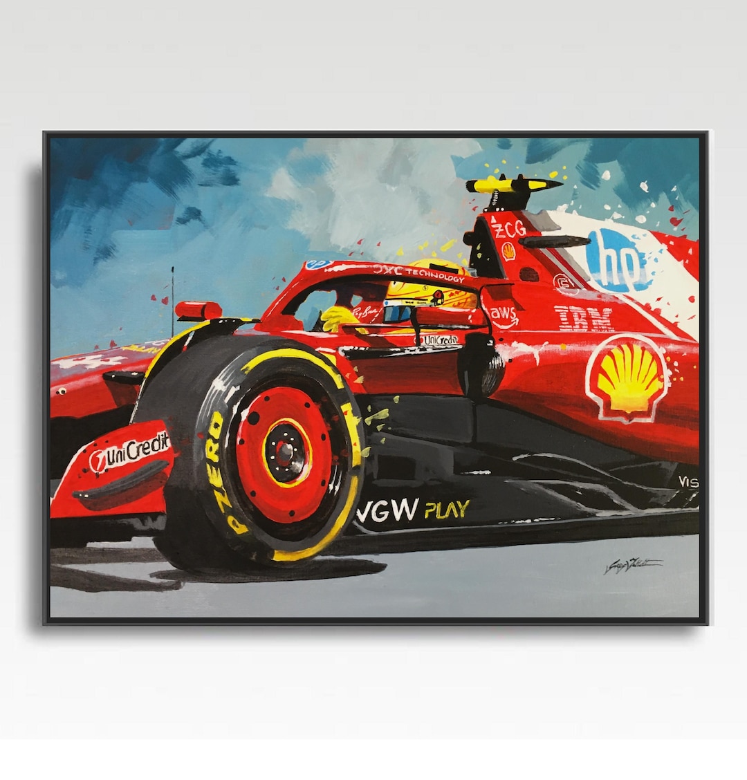 Lewis Hamilton Ferrari SF25 F1 Art Print: Printed on Stretched Canvas ...