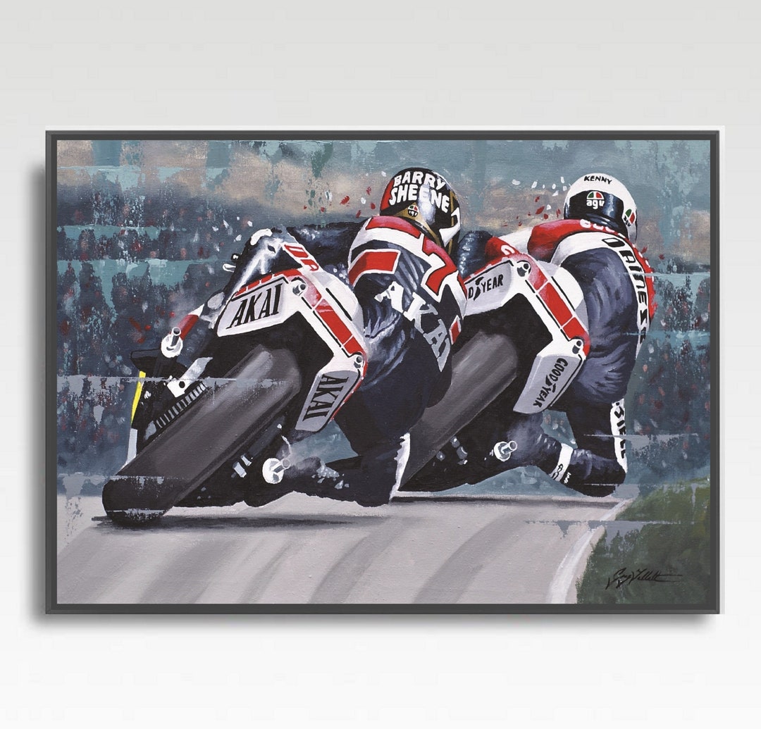 Barry Sheene & Kenny Roberts Art Print From an Original Painting by ...
