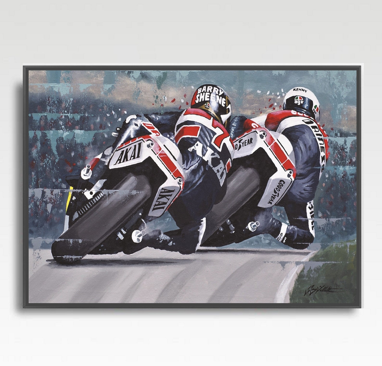 Barry Sheene & Kenny Roberts A3 Art Print From an Original Painting by ...