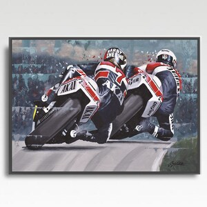 Barry Sheene & Kenny Roberts A3 Art Print From an Original Painting by ...