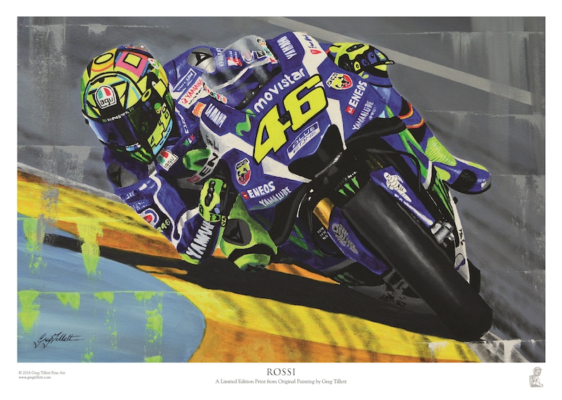 Valentino Rossi Art Print: Limited Edition Motogp Poster, Signed A3 - Etsy