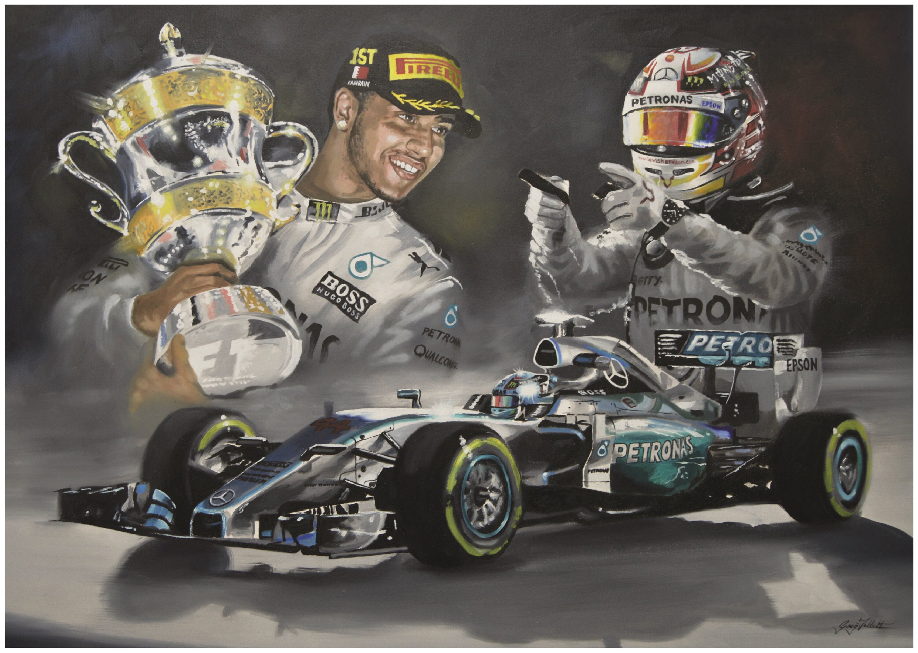 LEWIS HAMILTON A3 Art Print From an Original Painting by Greg Tillett ...