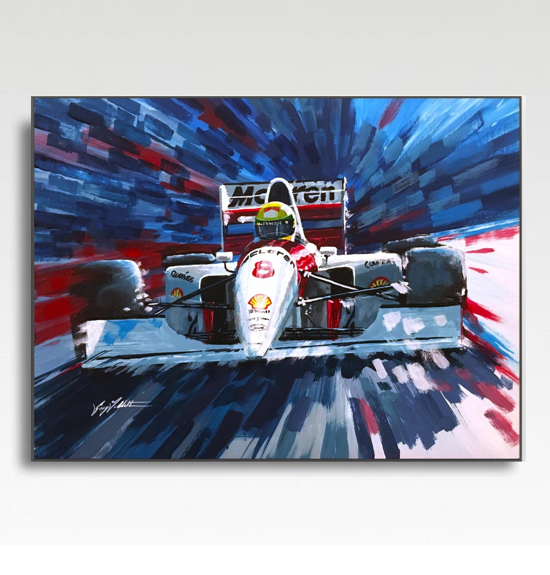 Ayrton Senna Mclaren F1 Art Print: Printed on Stretched Canvas or Silk ...