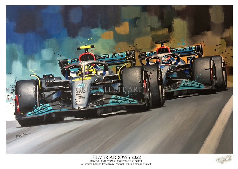Lewis Hamilton & George Russell Limited Edition Print From an Original ...