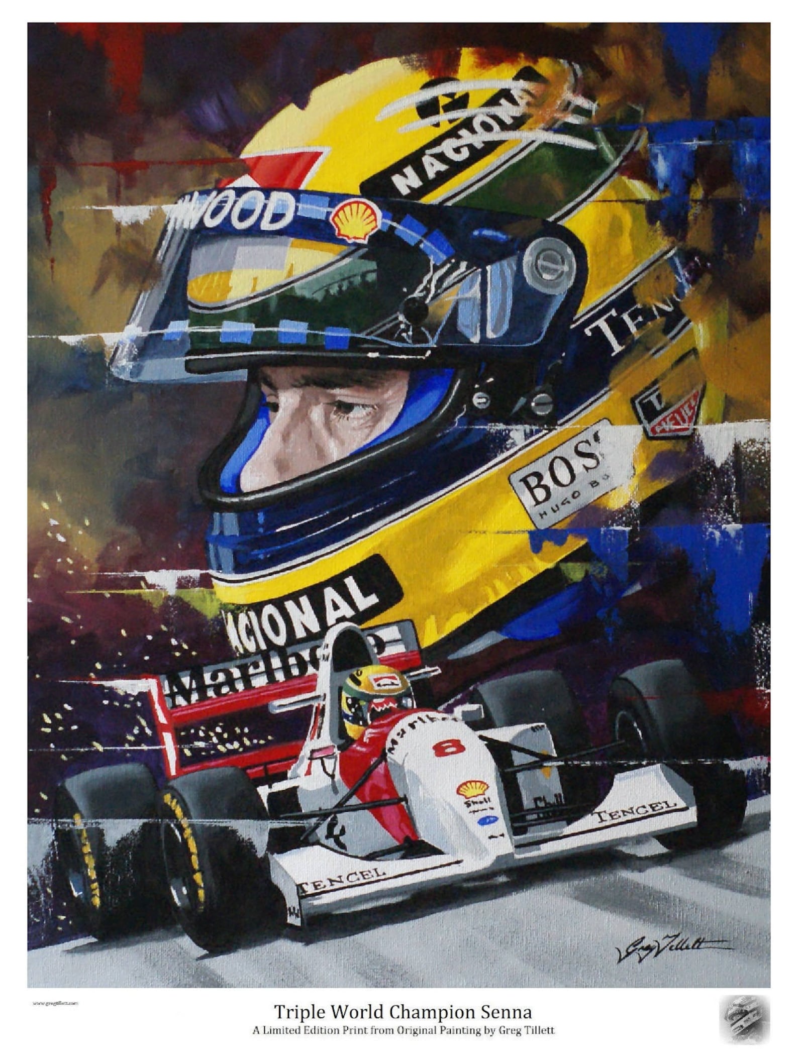 Ayrton Senna Limited Edition art Print from painting by Greg | Etsy