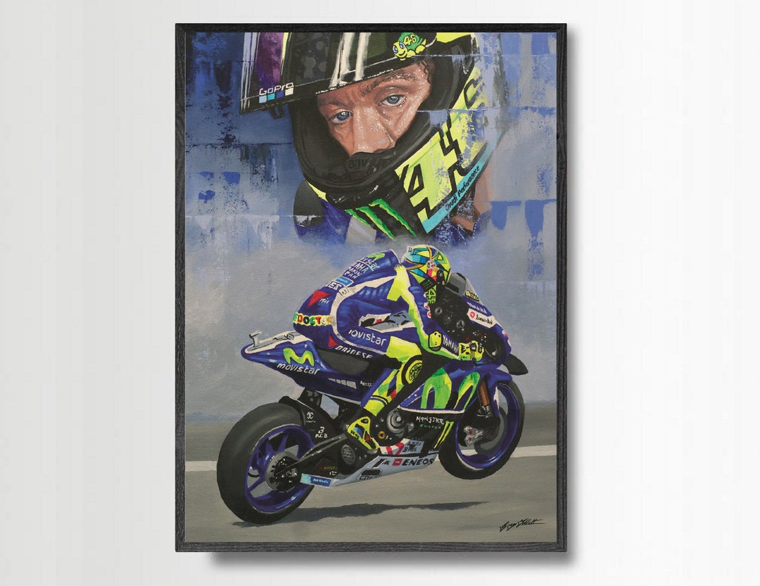 Valentino Rossi Art Print Printed on Stretched Canvas or Silk Paper ...