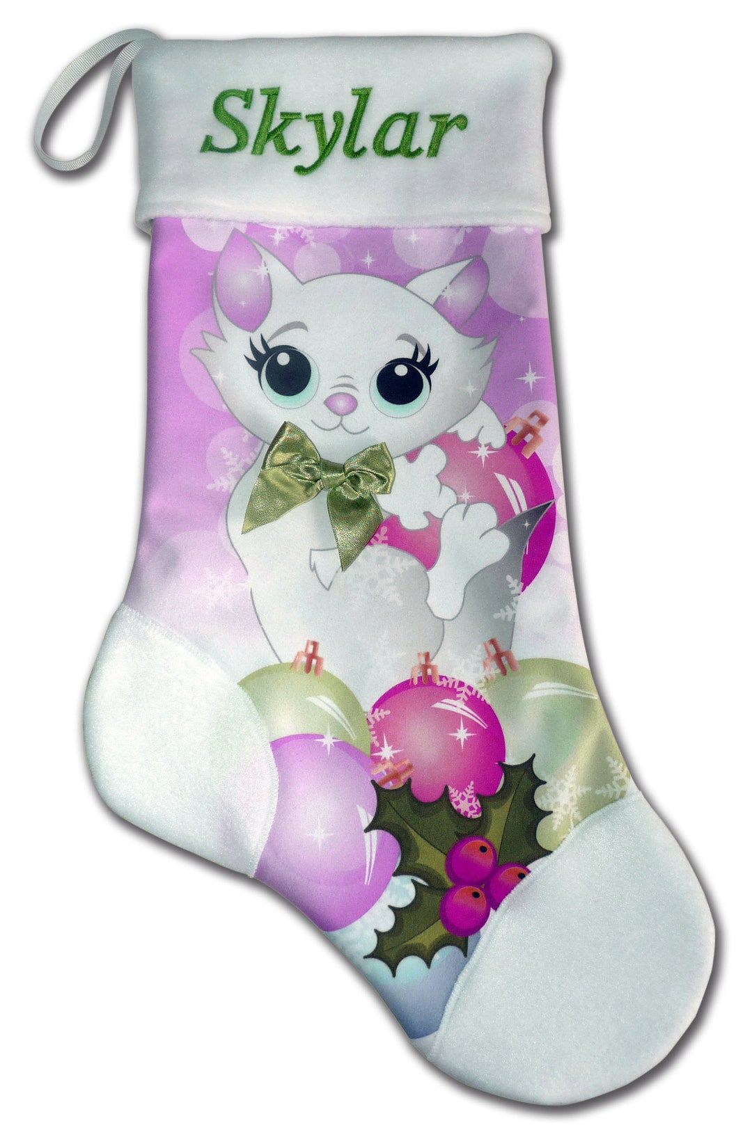 NEW Personalized Pink Kitty Cat Kitten Christmas Stocking Embroidered ...