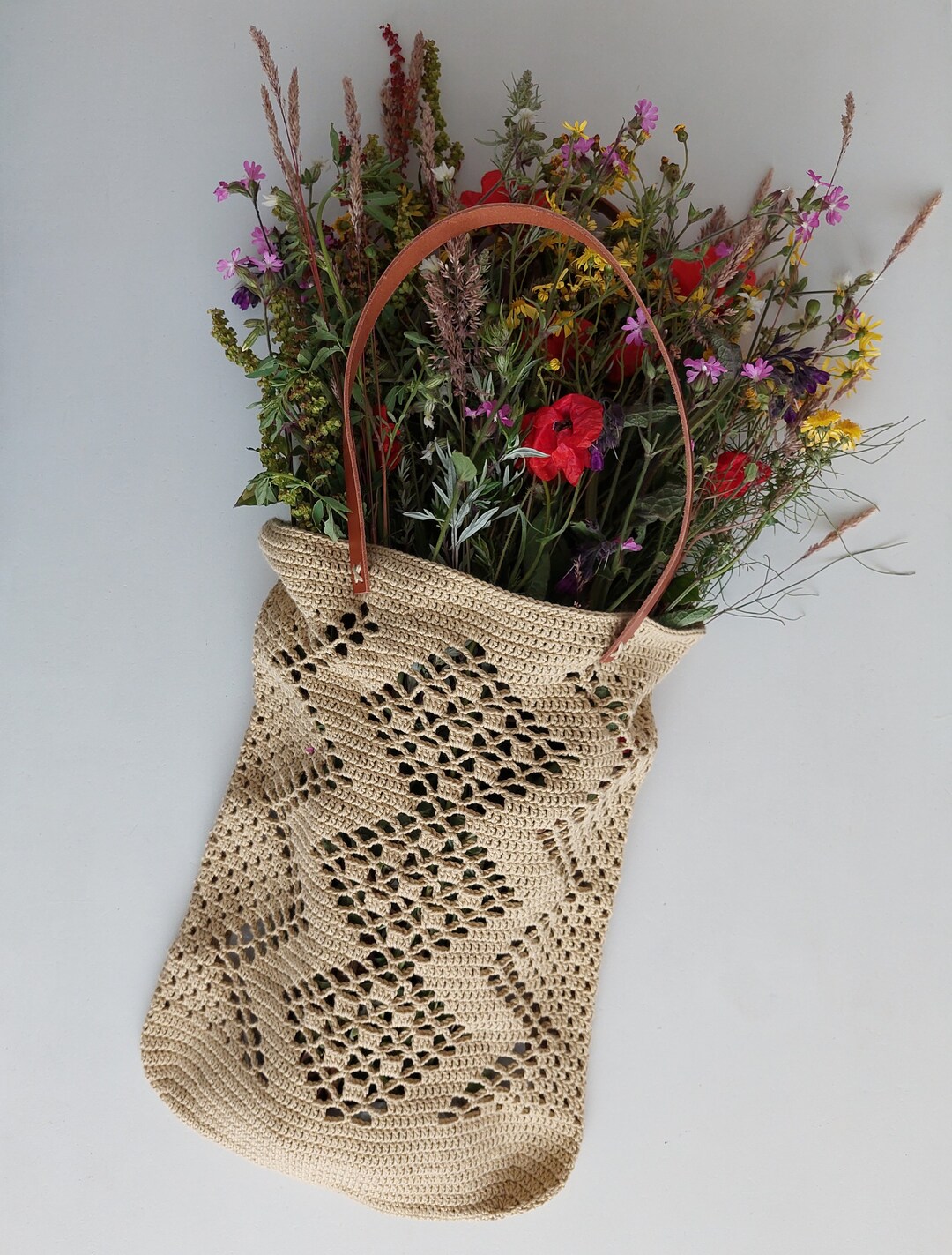 Crochet Bag Pattern, Amelia Bag Filet Crochet Pattern, Market Tote ...