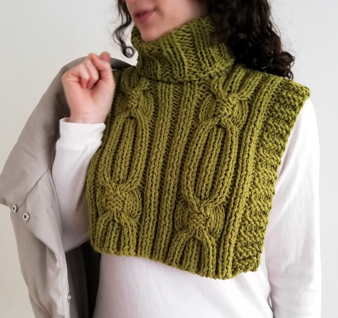 Knit Pattern Neckwarmer,chunky Cable Knit Pattern Dickey,turtleneck Women Collar Pattern,dickie ...