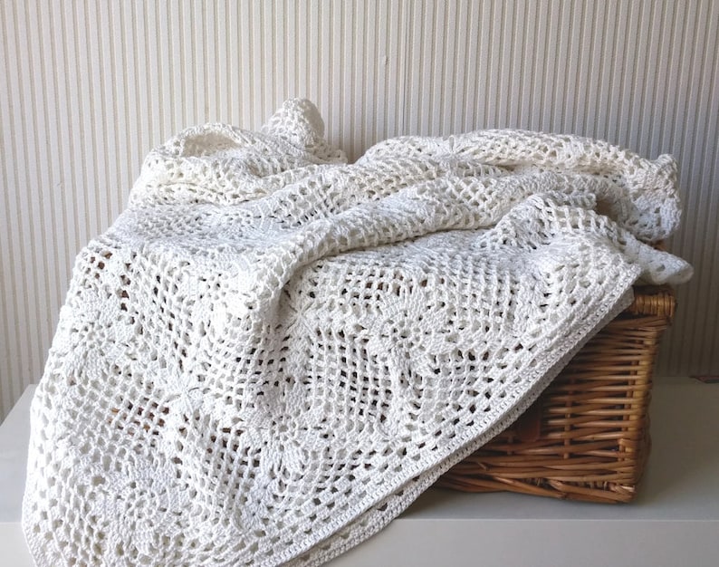 Haakpatroon vintage bedsprei,"La nostalgie" gehaakte deken,PDF vintage ...