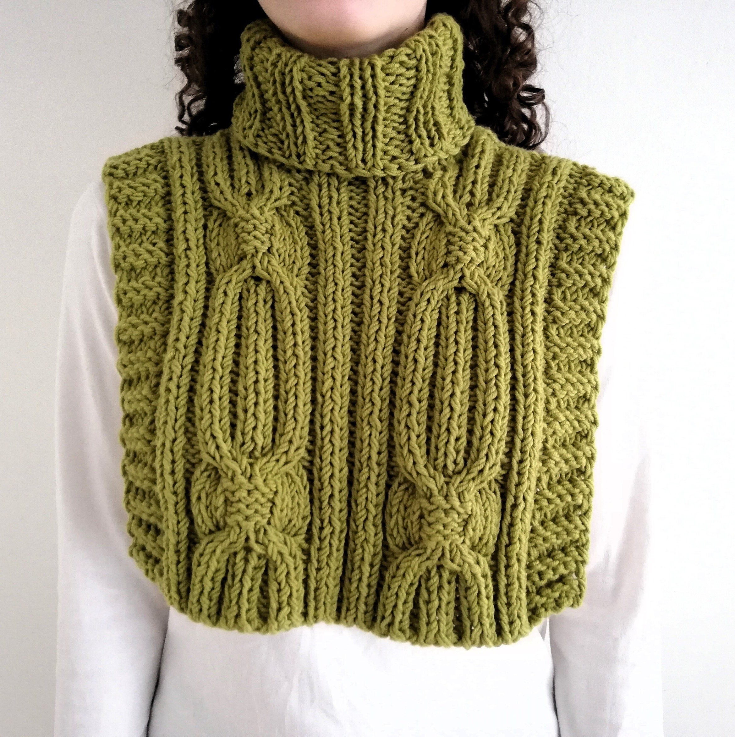 Knit Pattern Neckwarmer,chunky Cable Knit Pattern Dickey,turtleneck Women Collar Pattern,dickie ...