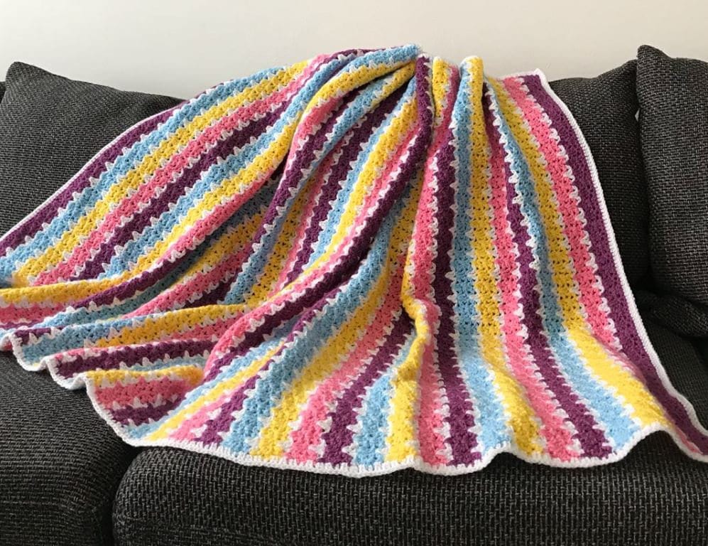 Crochet Blanket Pattern,"cheesecake" Easy Stripped Crochet Throw ...