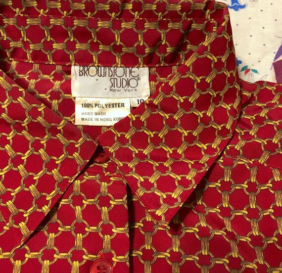 Vintage 1970s 1980s Novelty Chain Link Print Shirt Dr… - Gem