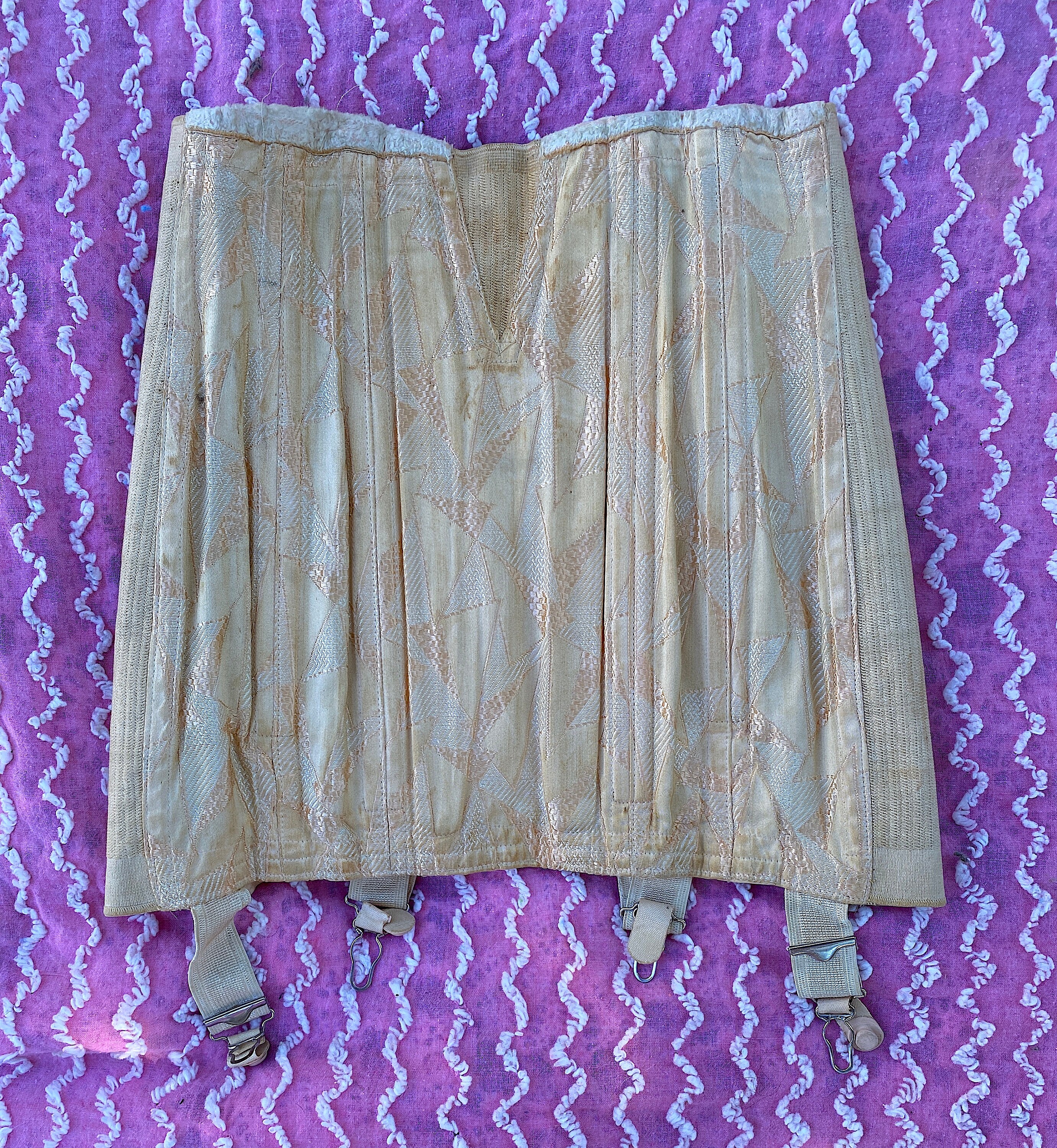 Vintage 1950s Zip up Corset Girdle With Garter Straps Garter Clips ...