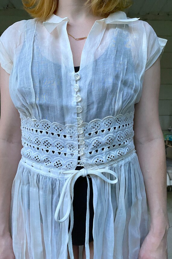 Vintage 1950s Sheer White or Off-White Over Dress She… - Gem