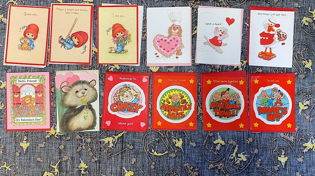 Vintage 1980s Valentine’s Day Cards and Valentines Stickers Hallmark ...
