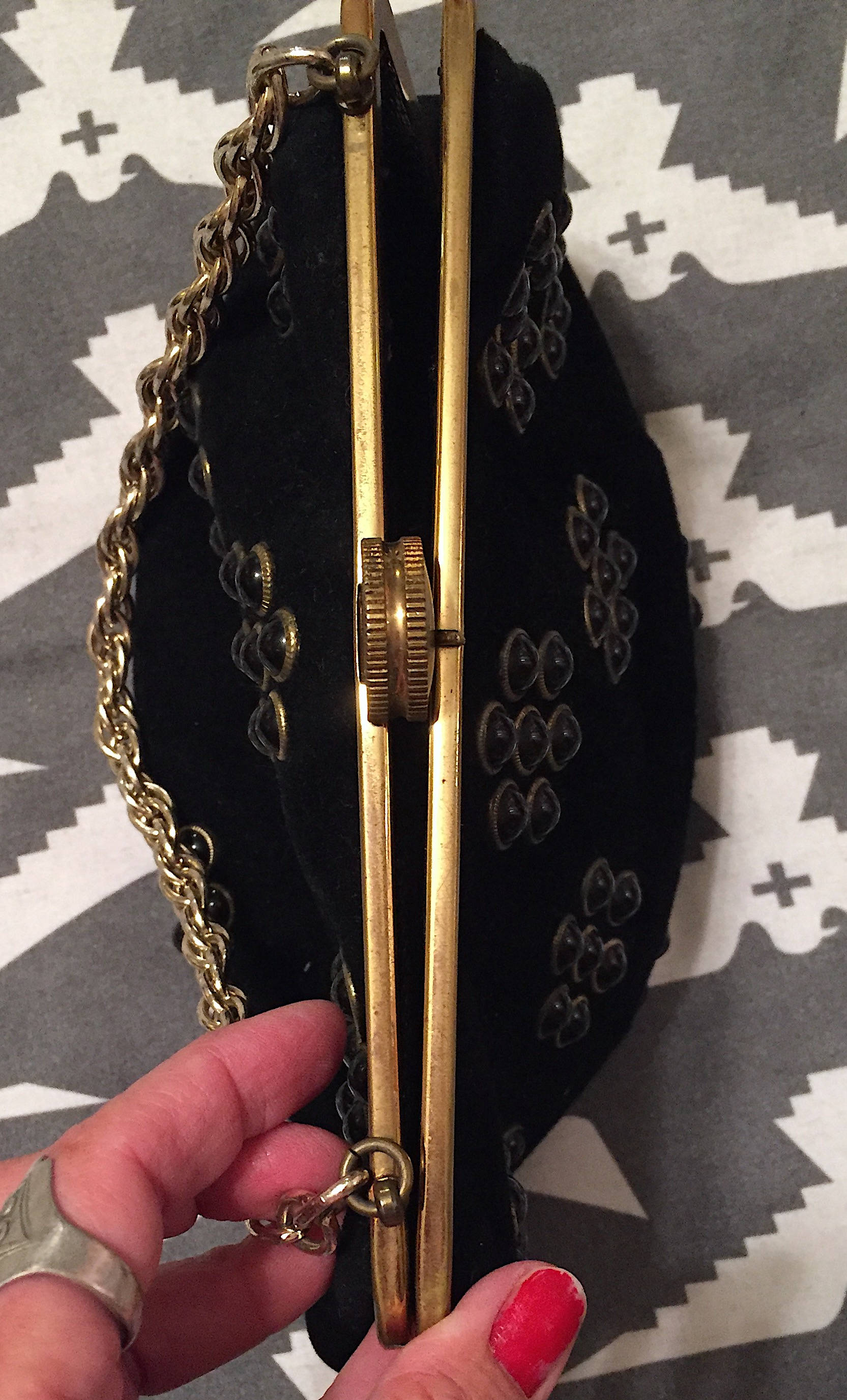 Vintage 1950s Black Velvet and Beaded Evening Bag Opera Bag - Etsy