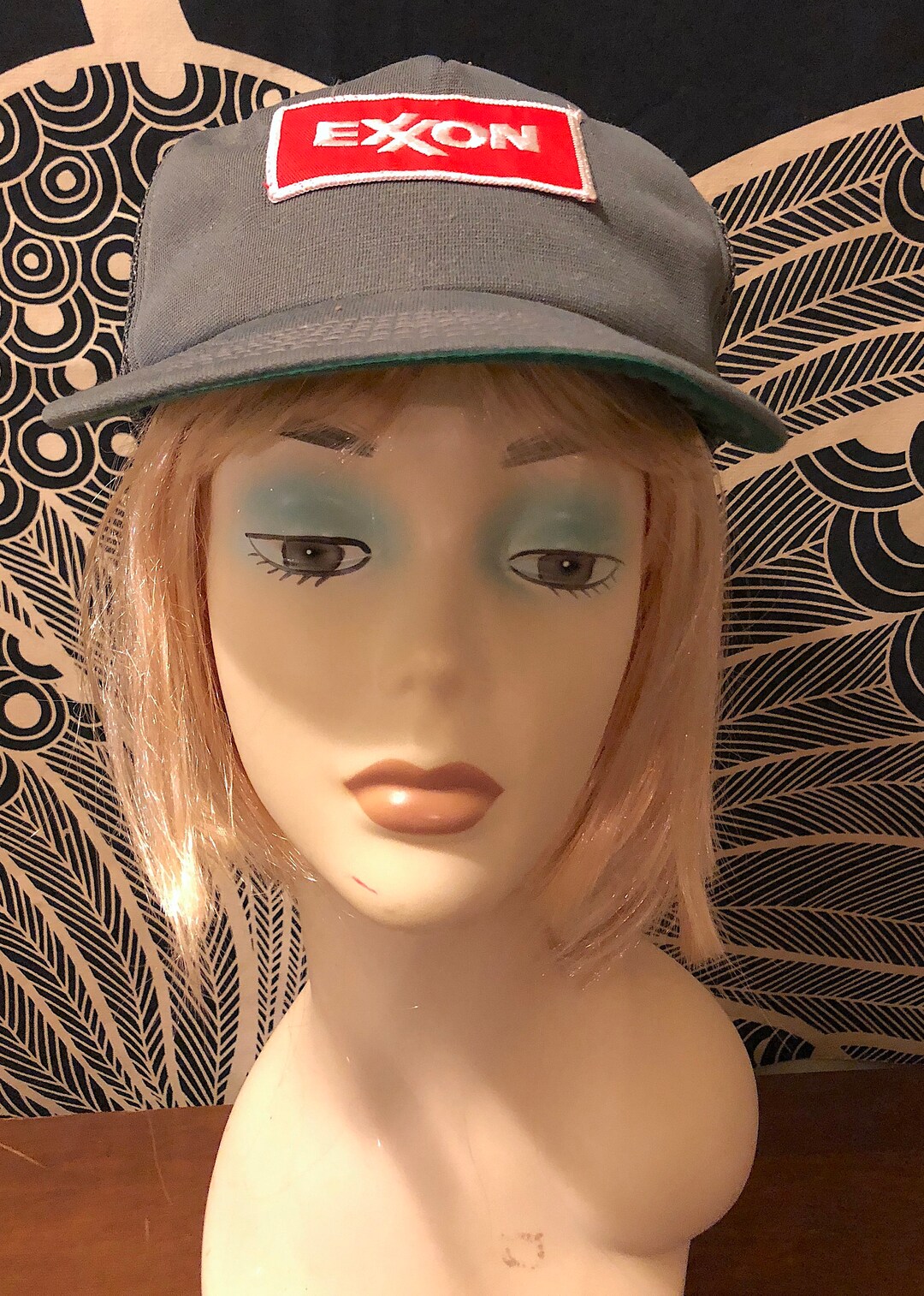 Vintage 1980s Exxon Red White and Gray Snapback Trucker Hat Gas Station ...