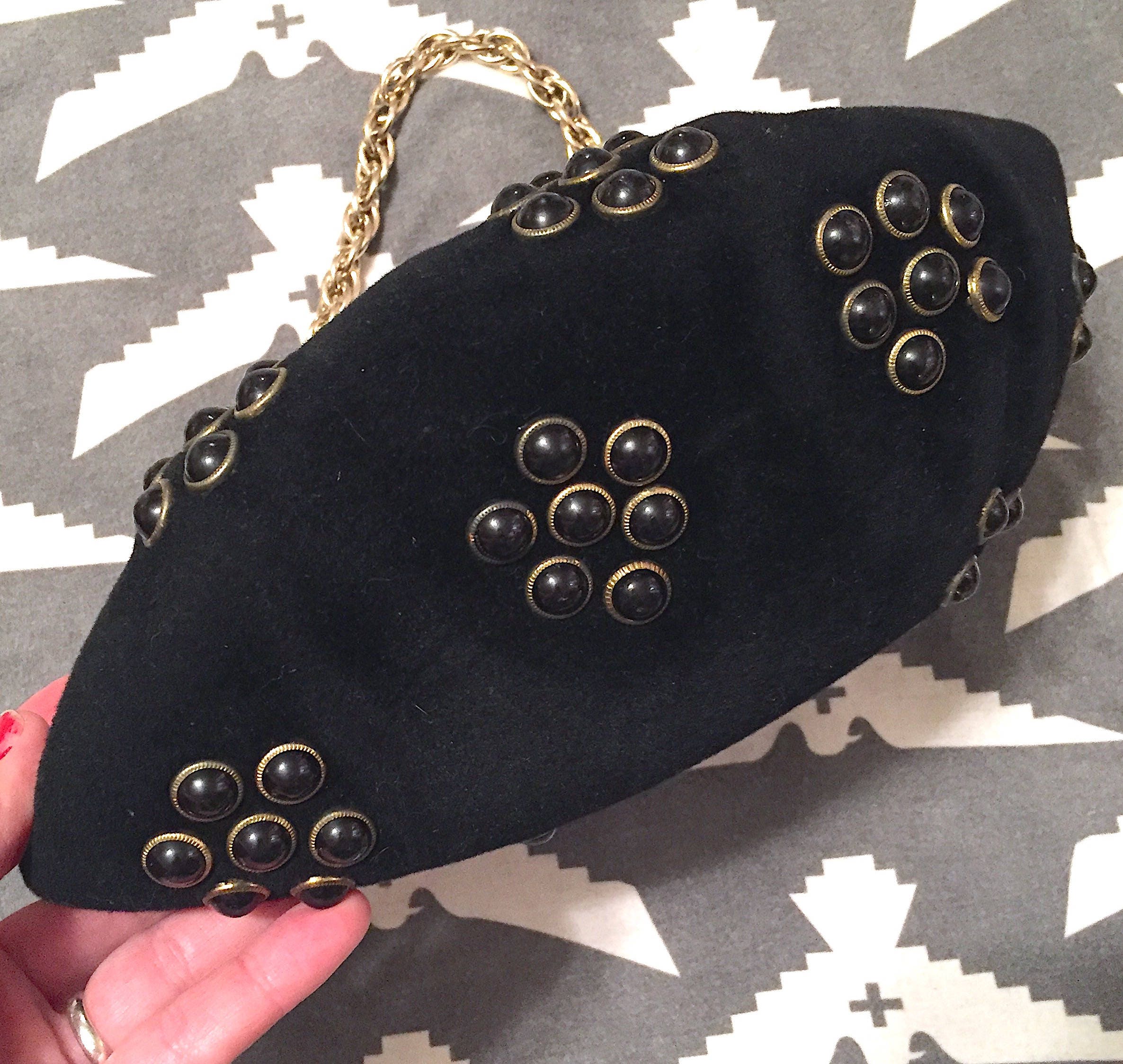 Vintage 1950s Black Velvet and Beaded Evening Bag Opera Bag - Etsy