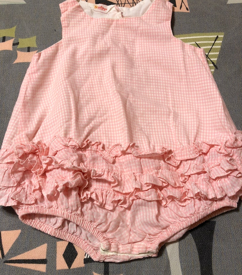 Vintage 1960s 1970s Pink Gingham Girls Romper Ruffled Romper - Etsy