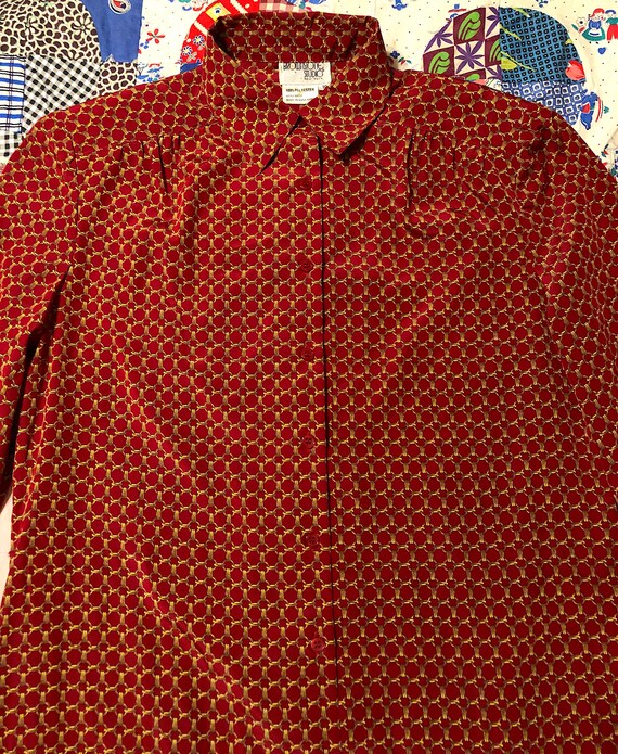 Vintage 1970s 1980s Novelty Chain Link Print Shirt Dr… - Gem