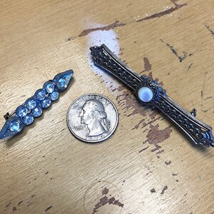 Vintage 1960s 1970s 1980s Rhinestone Bar Pins Lot of Two Bar Pins ...