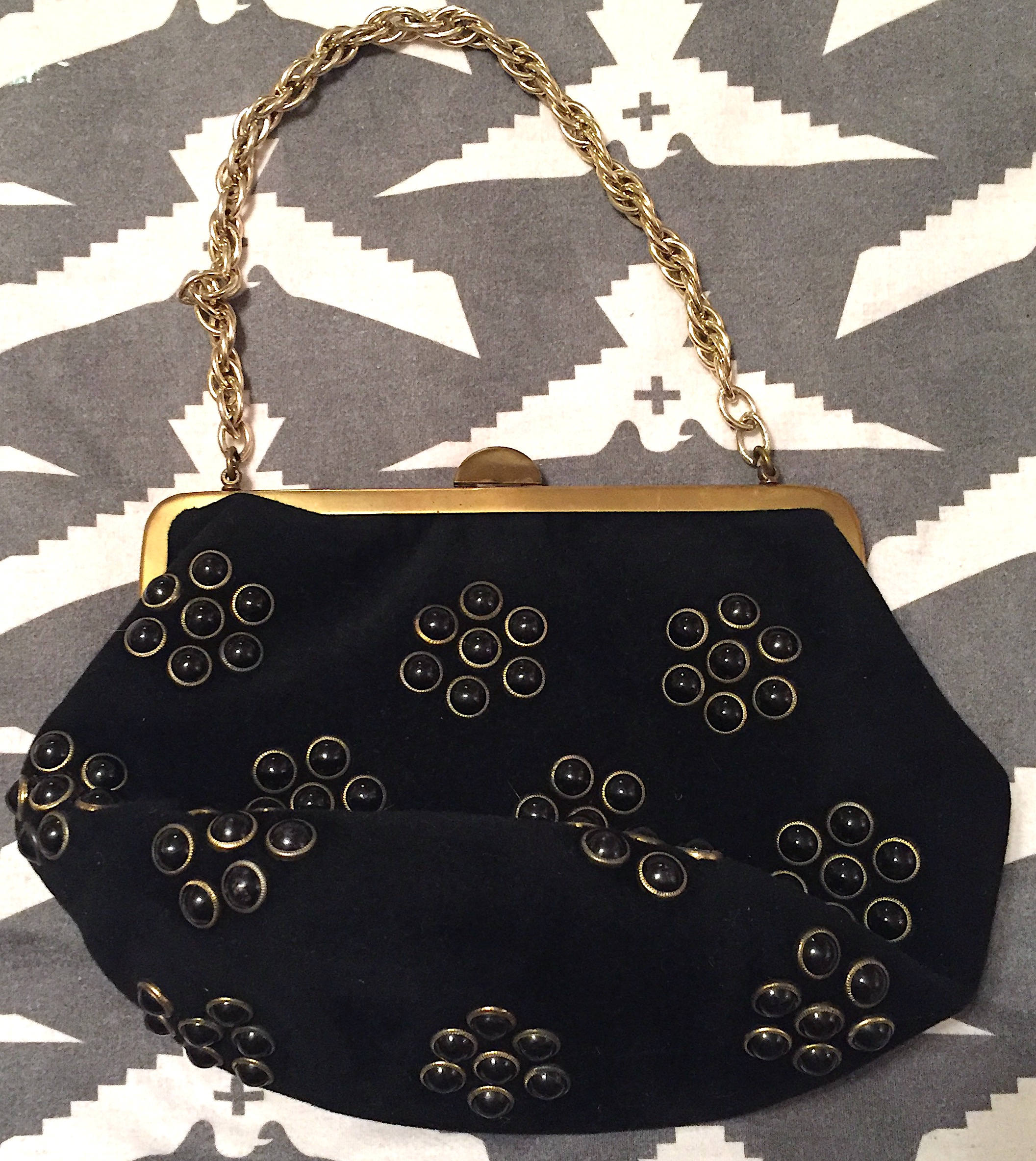 Vintage 1950s Black Velvet and Beaded Evening Bag Opera Bag - Etsy