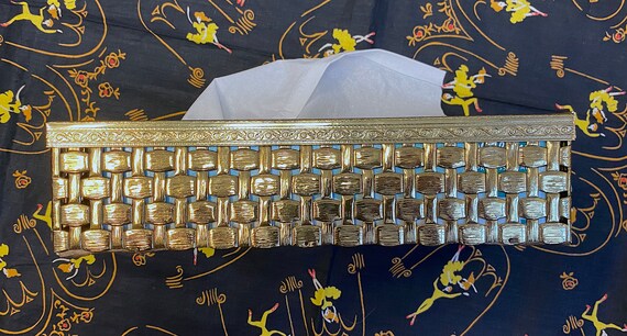 Vintage 1960s 1970s Metal Tissue Box Holder Gold Tone Basket | Etsy