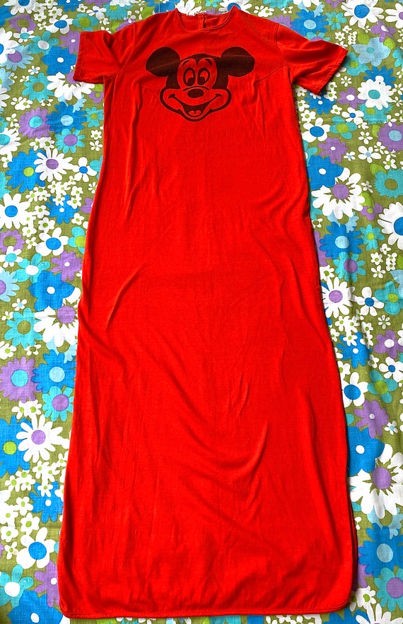 Vintage 1970s Long Mickey Mouse T-Shirt Dress Nightgo… - Gem
