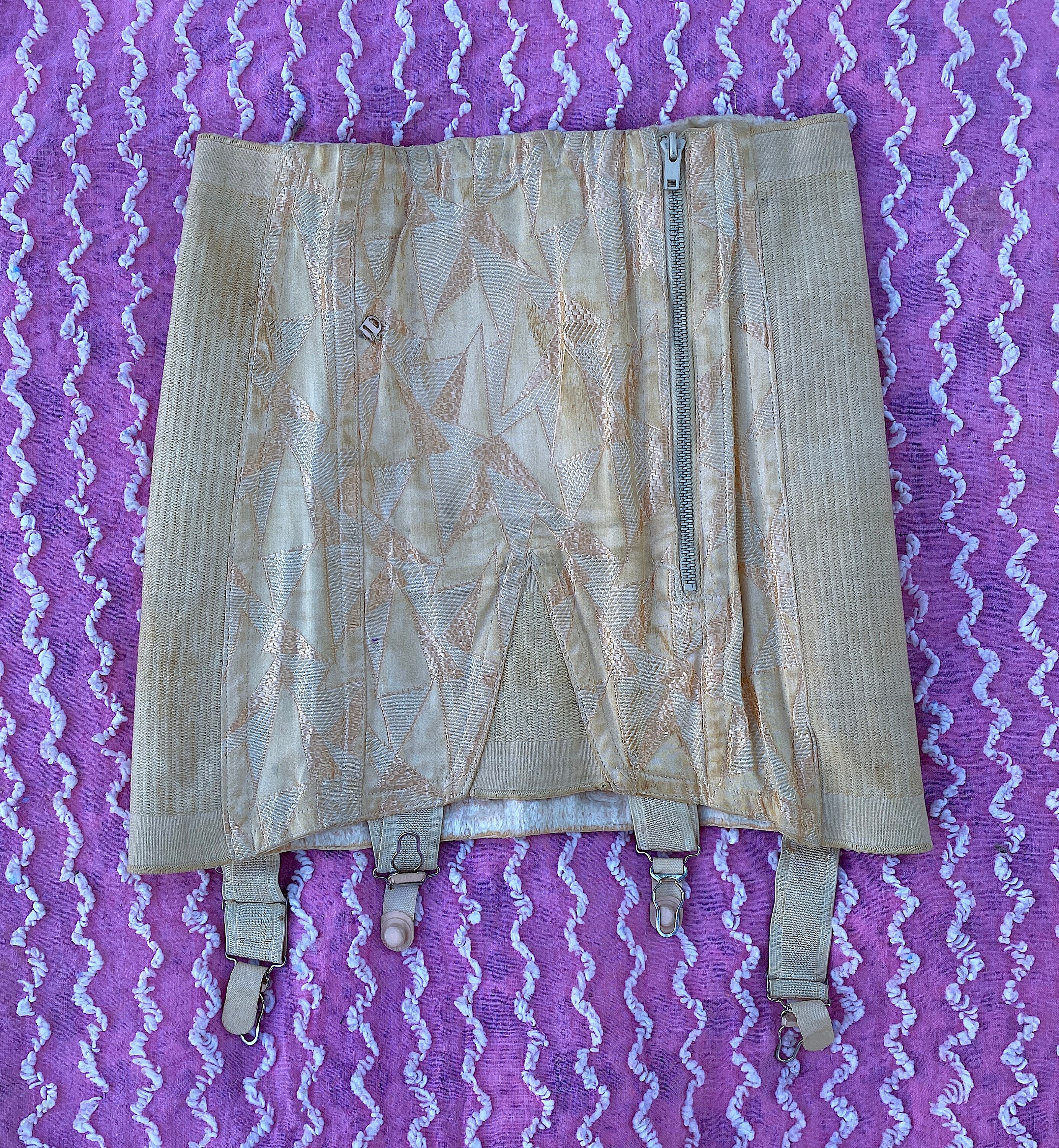 Vintage 1950s Zip up Corset Girdle With Garter Straps Garter Clips ...