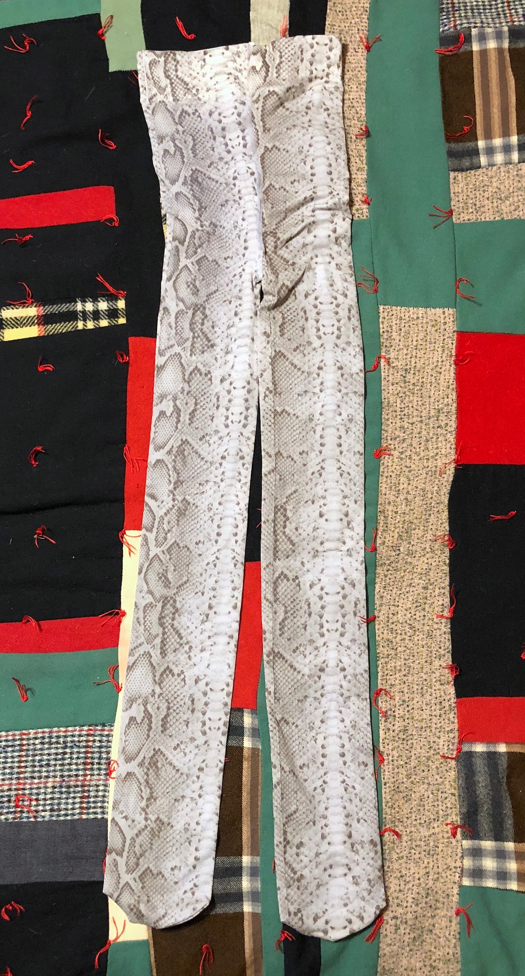 Vintage 1980s 1990s Snakeskin Print Tights White and Black Snakeskin ...