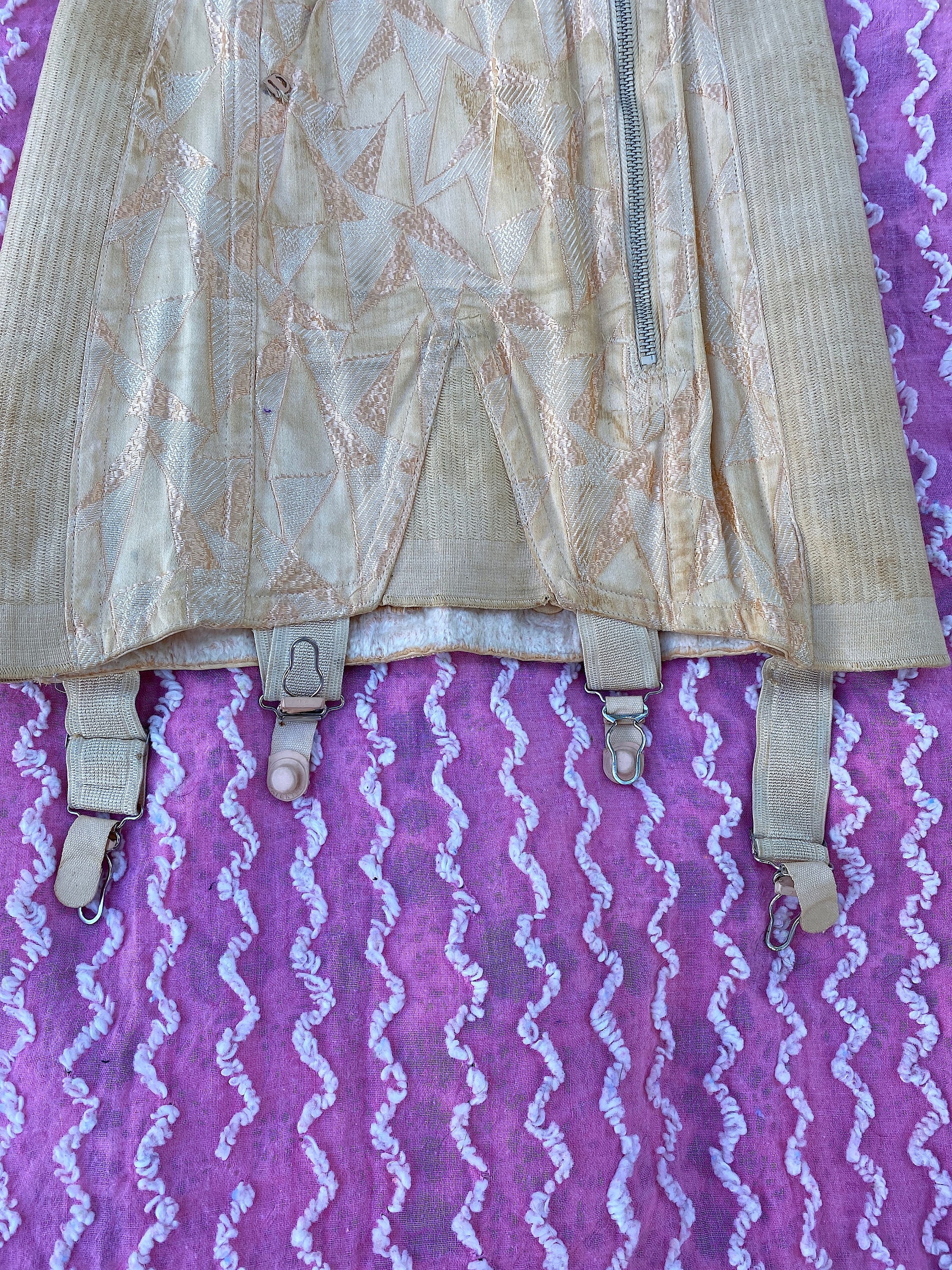 Vintage 1950s Zip up Corset Girdle With Garter Straps Garter Clips ...