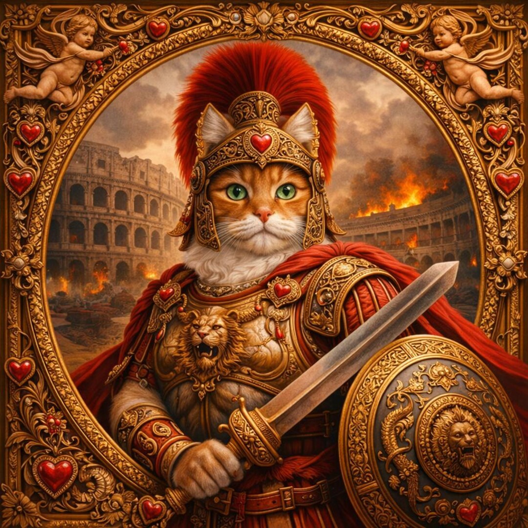 Custom Cat Warrior Portrait for Valentine’s Day – Viking Gladiator ...
