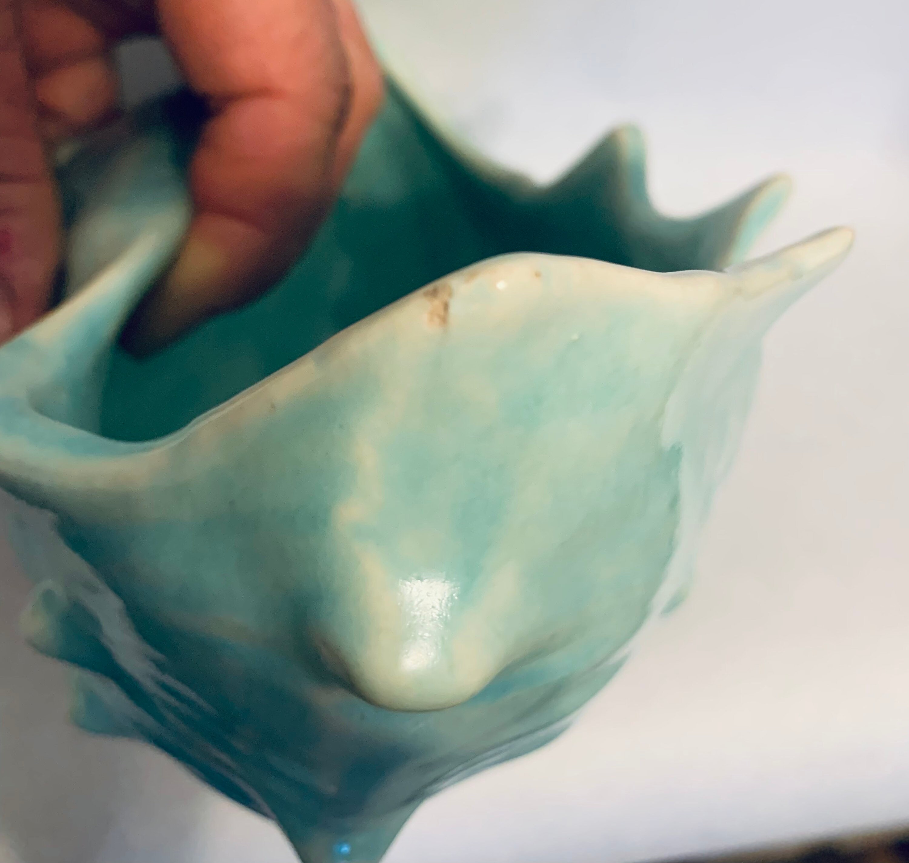 Vintage 40s Nelson Mccoy Aqua Ceramic Pottery Shell Planter | Etsy