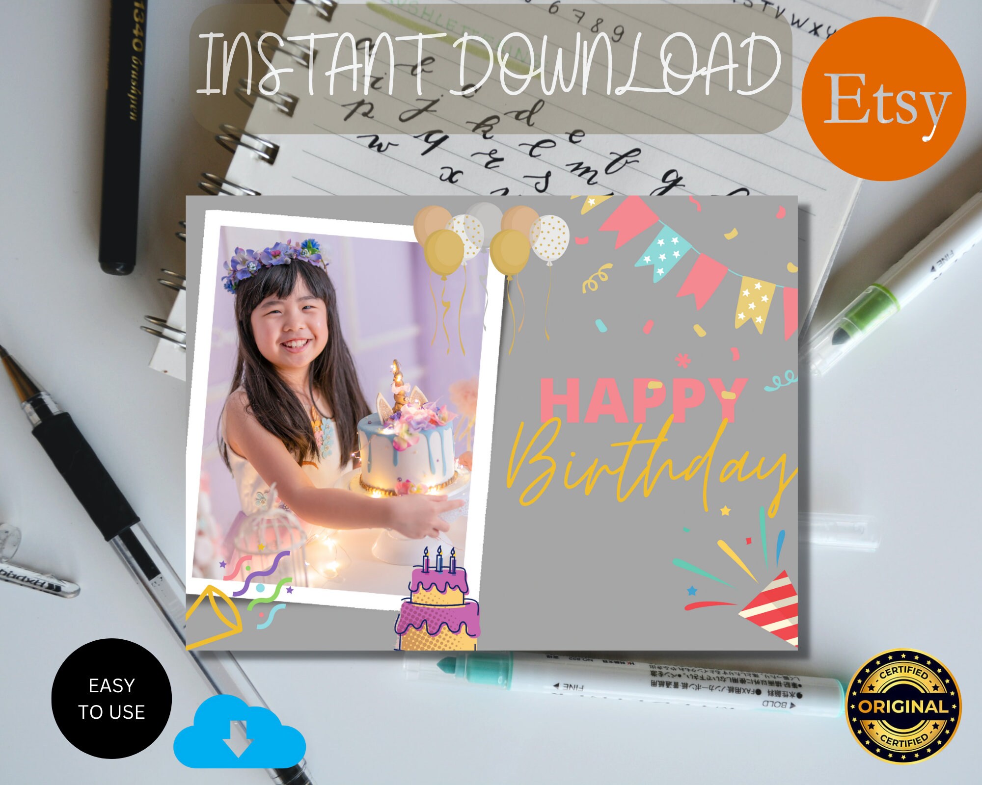 Pink Cute Happy Birthday Card, Cute Birthday Card, Birthday Card ...