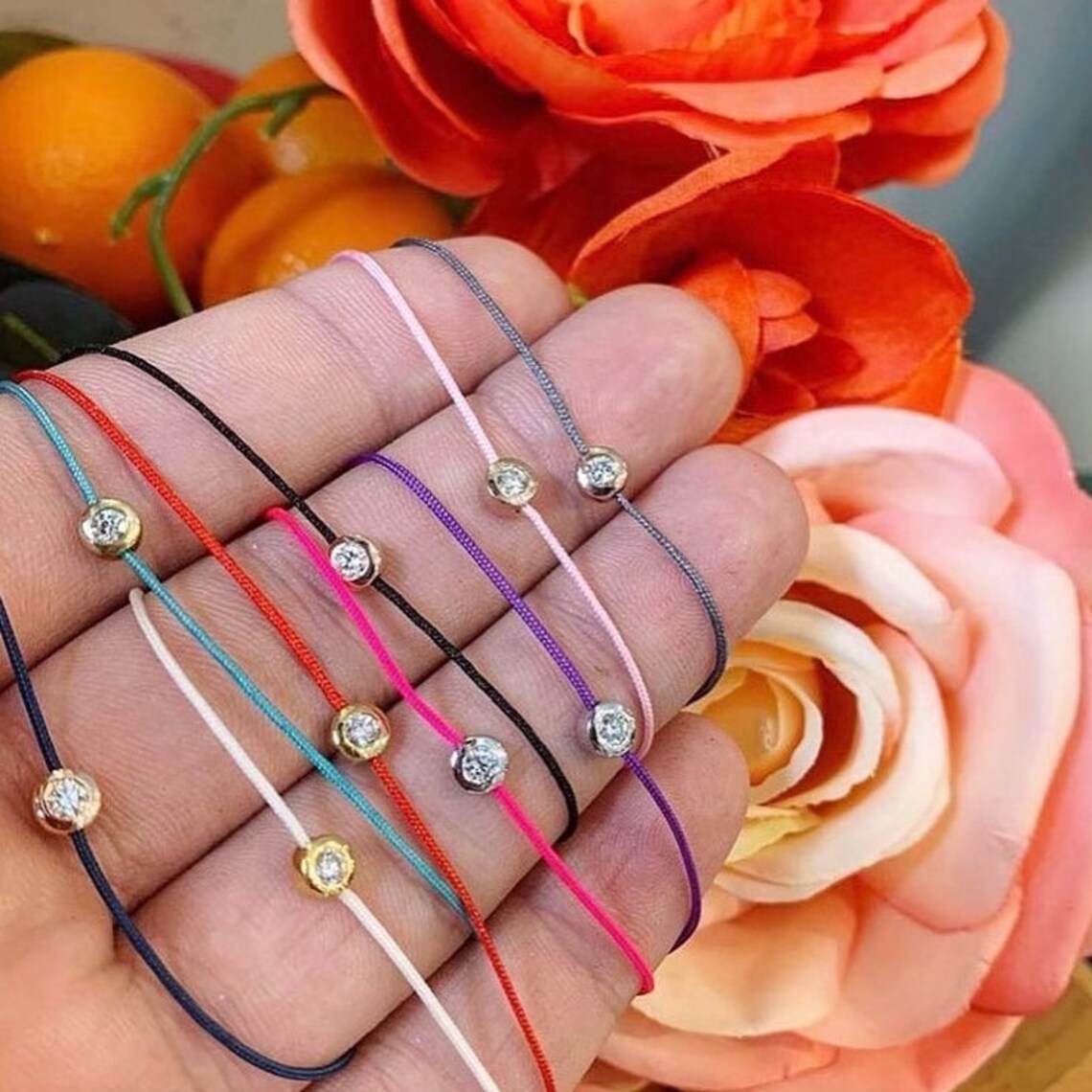 Echte Diamant-String-Armbänder - Etsy.de