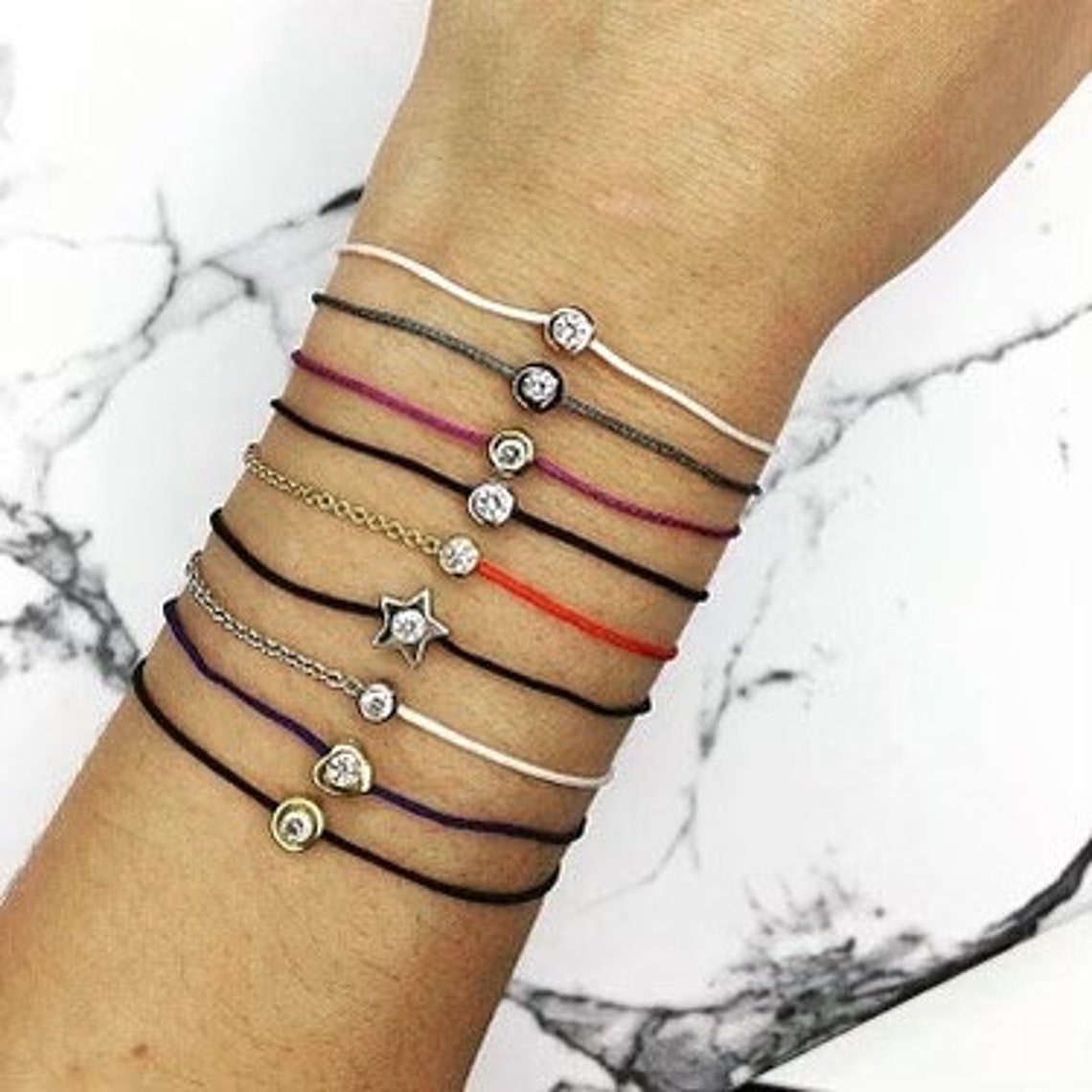 Echte Diamant-String-Armbänder - Etsy.de