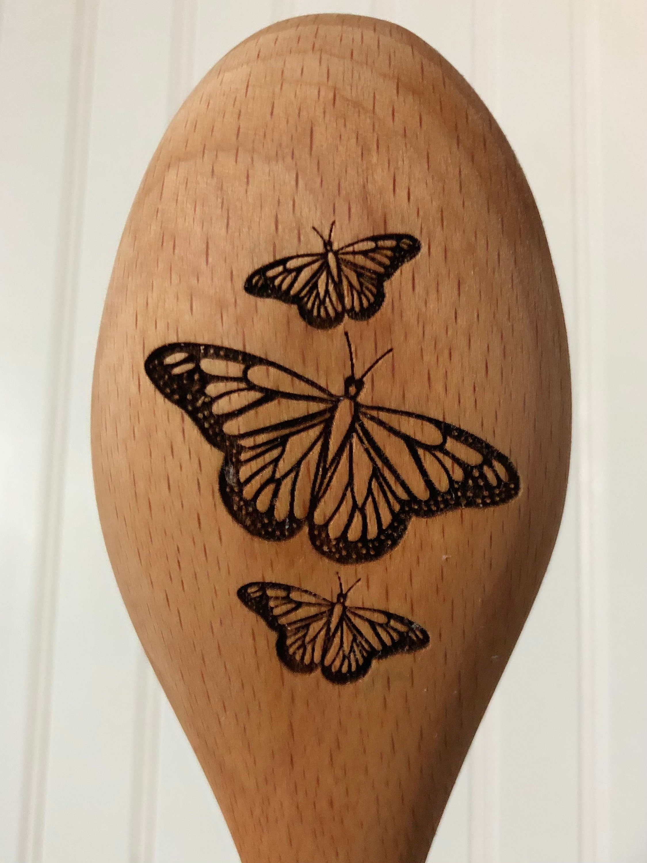Butterfly Spring Design on Wooden Spoon. Personalized for - Etsy