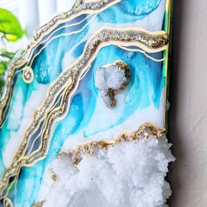 Blue, Teal Resin Geode Mirrors, Set of Two. Resin Gem Shaped Mirrors ...