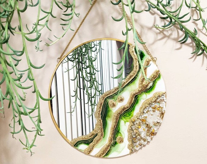12 Diameter Resin Geode Mirror With Chain Resin Geode | Etsy