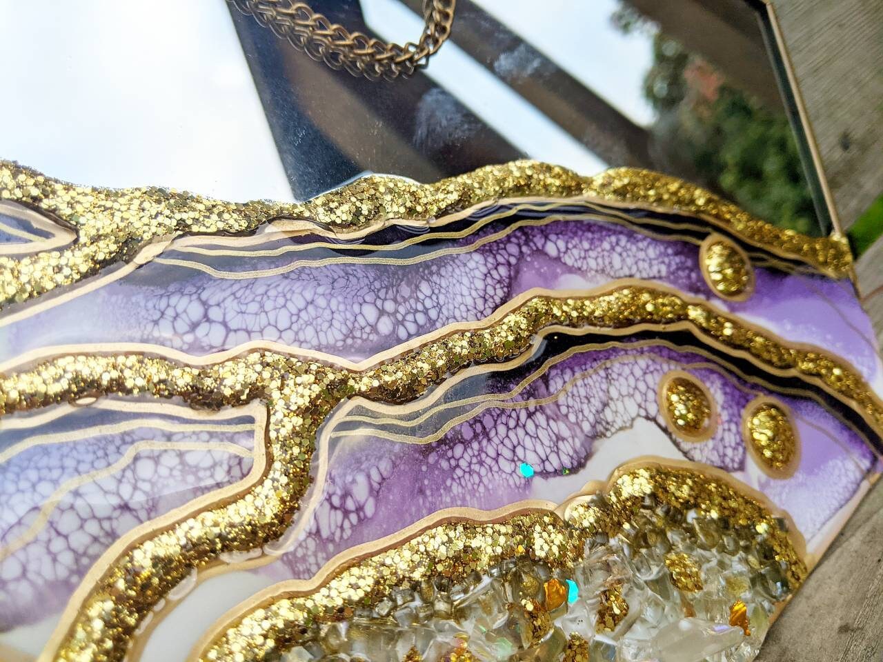 Set of Two Purple Resin Geode Mirrors Hexagon Mirrors - Etsy