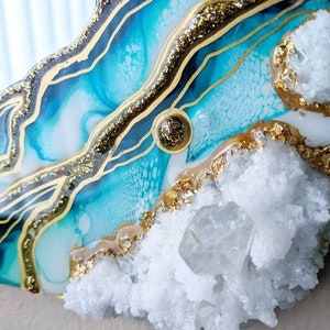 Blue, Teal Resin Geode Mirrors, Set of Two. Resin Gem Shaped Mirrors ...